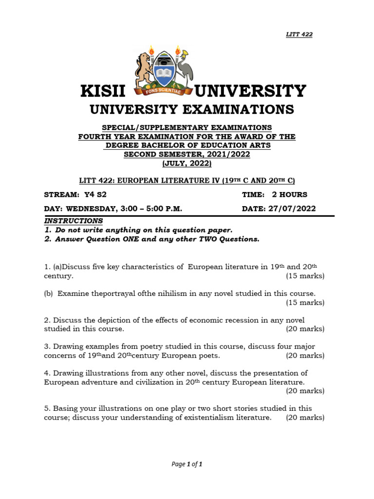 Litt 422 European Literature IV | PDF