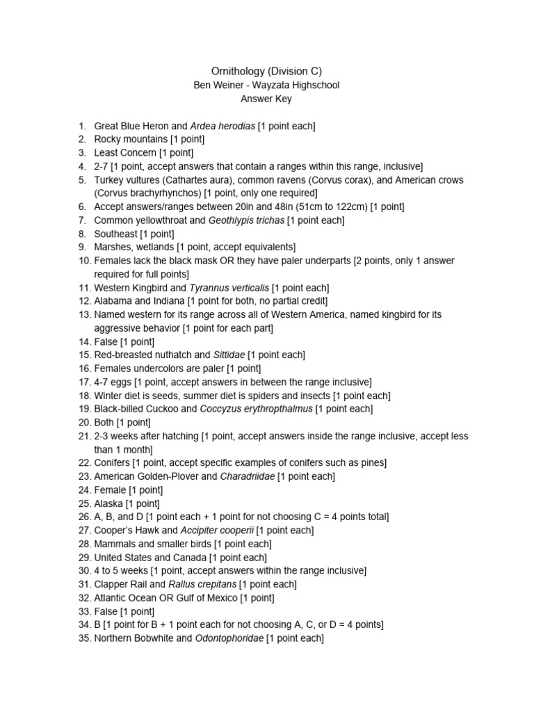 Ornithology 2020 C ssss-mg425 Key | PDF | Ornithology | Zoology