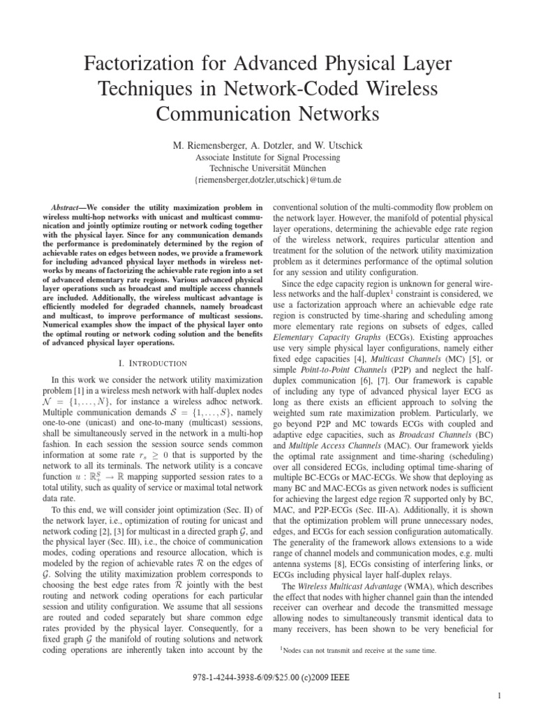 Factorization for Advanced Physical Layer Techniques in Network-Coded Wireless Communication ...