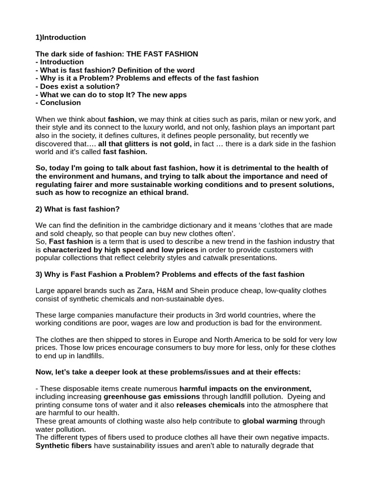 English Essay Fast Fashion | PDF | Pollution | Economies