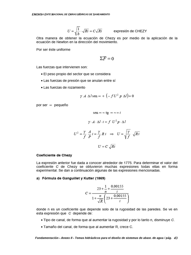 Ecuaciones de Chezy y Distribución de Velocidad | PDF | Ciencias ...