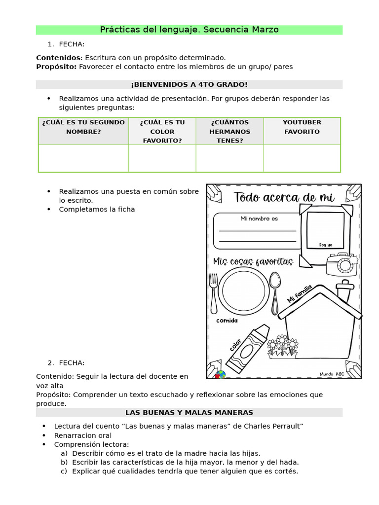 Prácticas de Lenguaje en 4to Grado | PDF