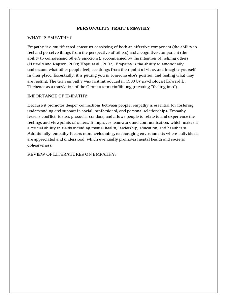 Personality Trait Empathy | PDF