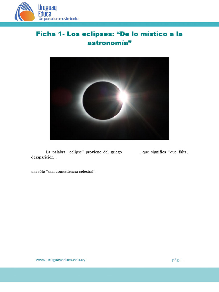 Ficha 1 Eclipses | PDF | Eclipse | Sombra