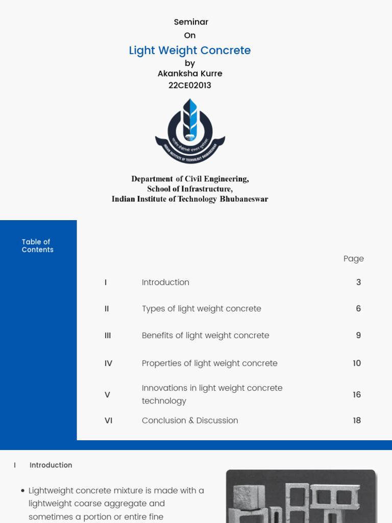 Lightweight Concrete Seminar Overview | PDF | Concrete | Construction ...