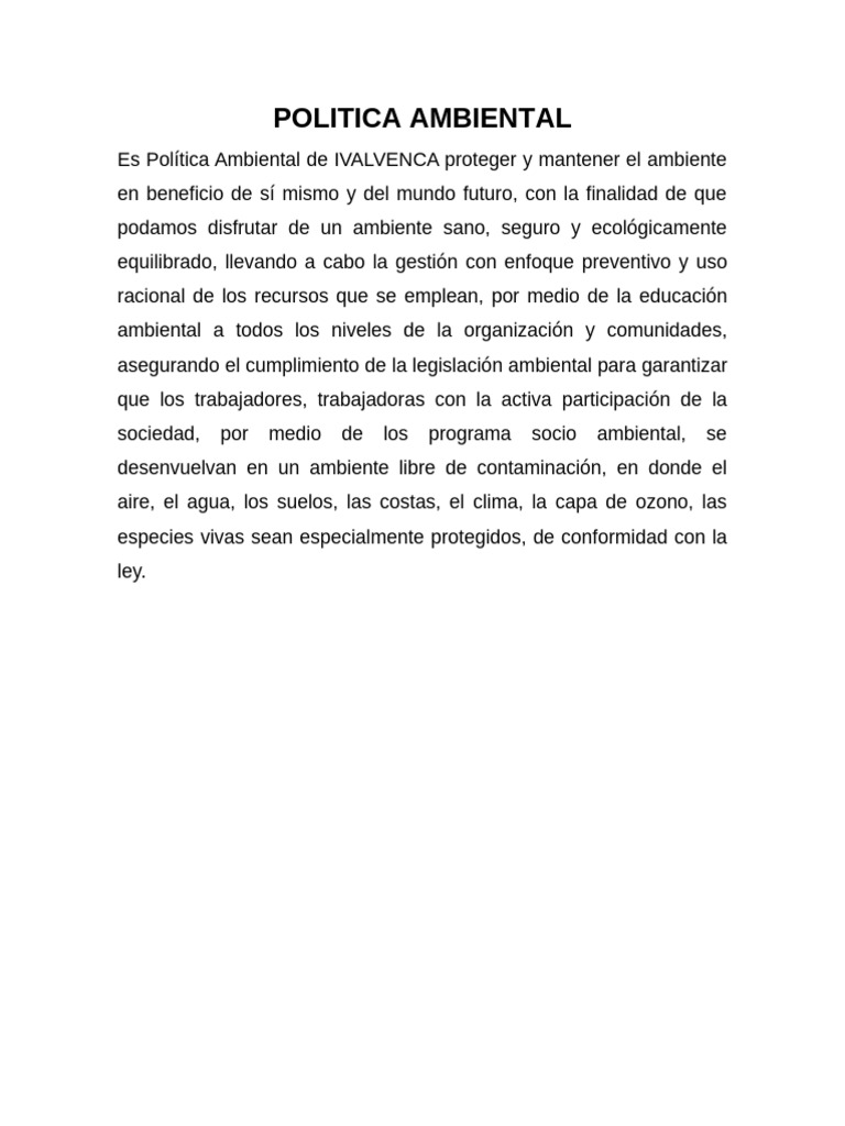 Politica Ambiental | PDF