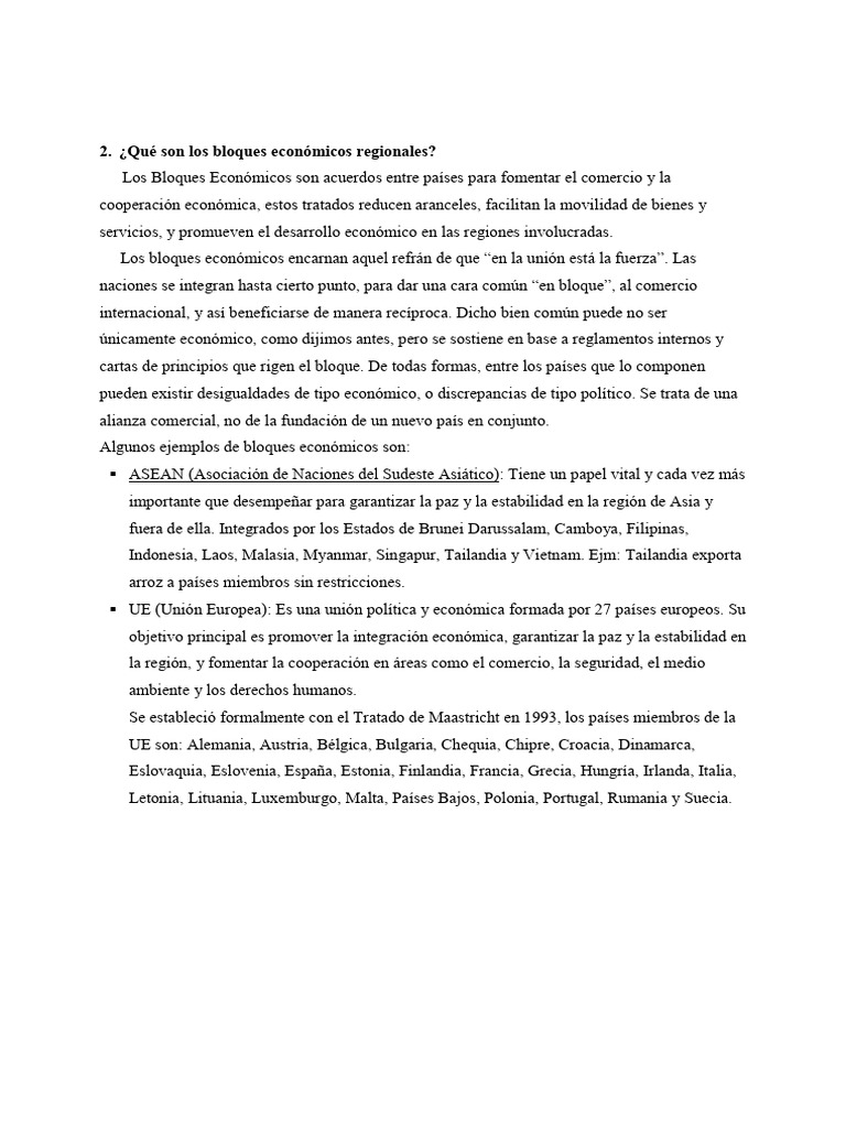 Bloques Económicos Regionales: Definición y Ejemplos | PDF