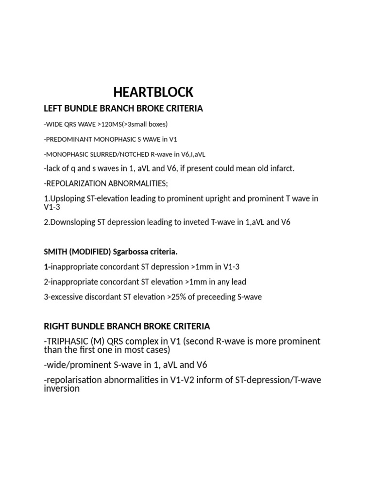 Heart Block Diagnosis Criteria Guide | PDF