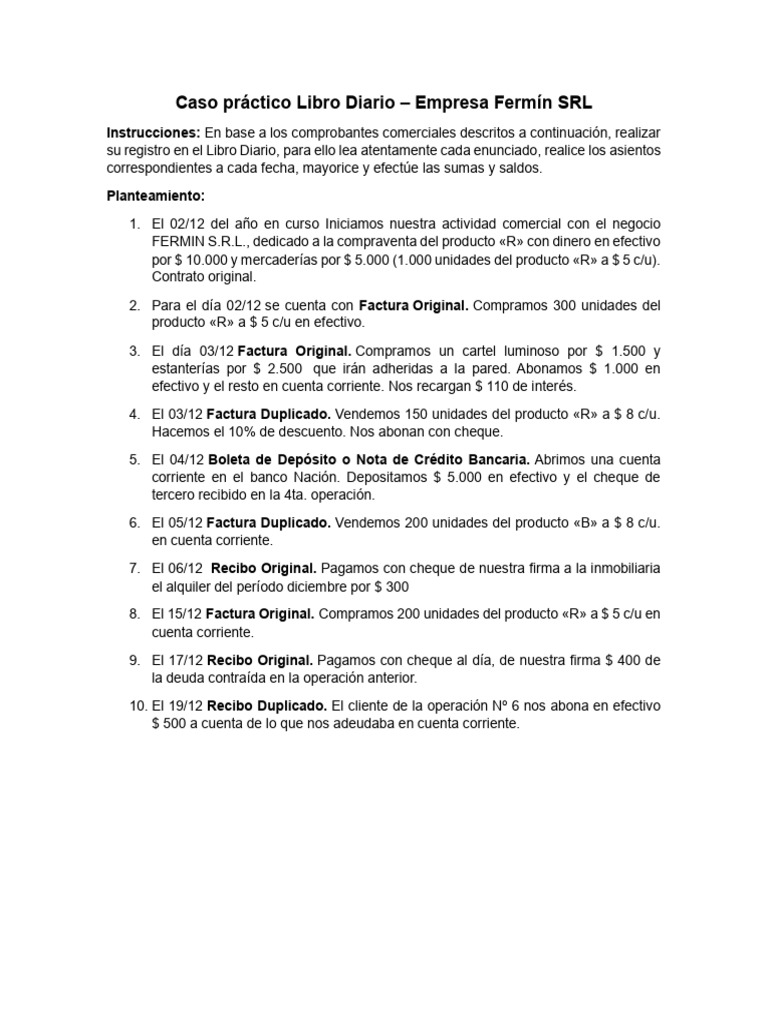 Caso Práctico Libro Diario | PDF