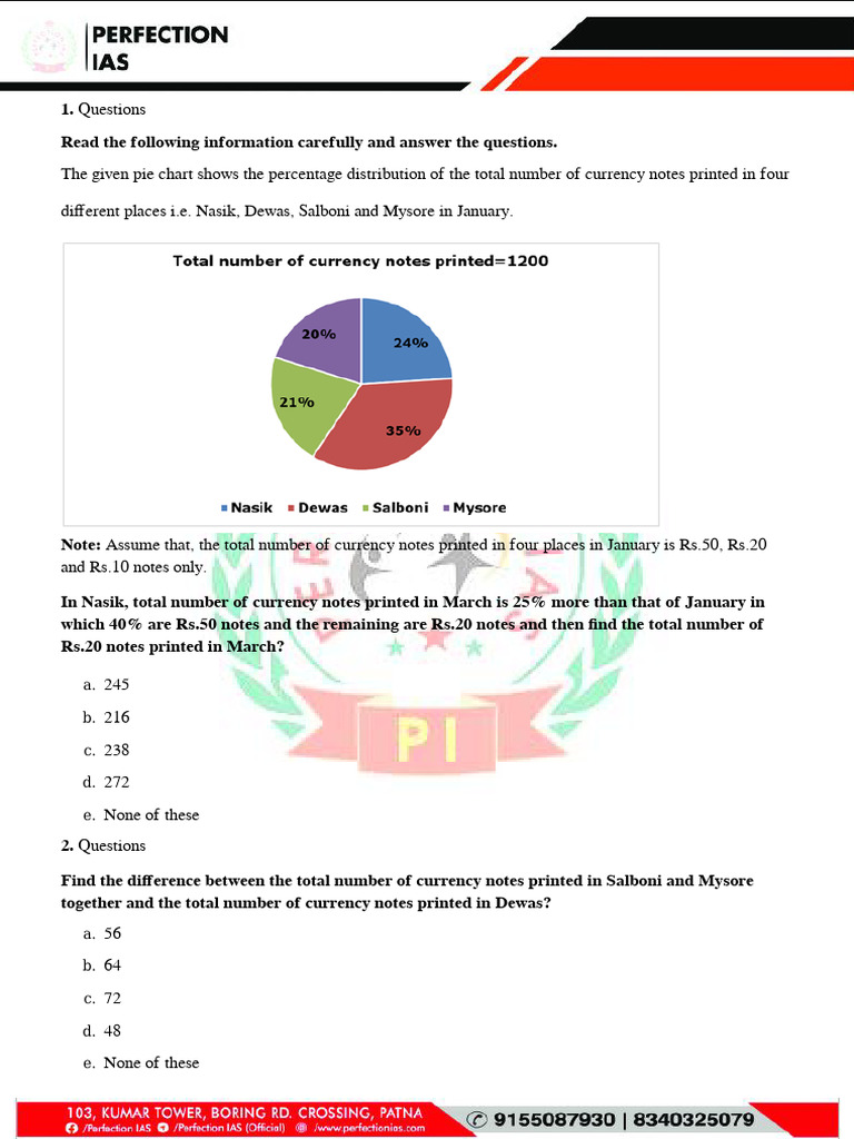Pie Chart - Pie Chart & Note Set - 1 | PDF