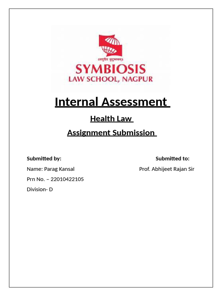 Health Law Assignment Parag | PDF | Disability | Accessibility