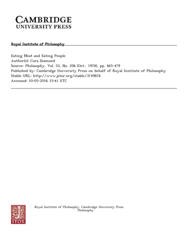 Ethics of Meat Consumption and Animals | PDF