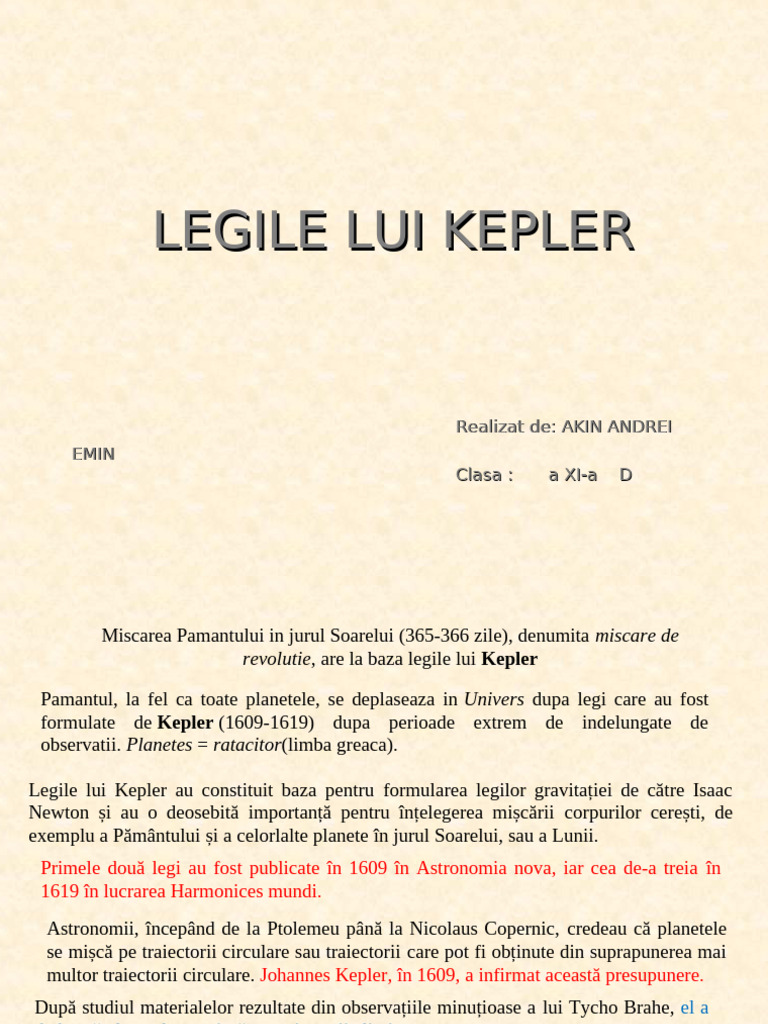 Legile Lui Kepler | PDF
