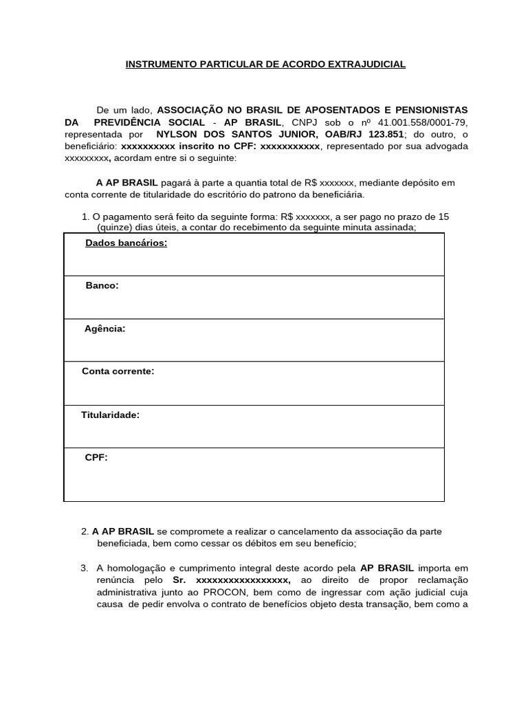 Acordo Extrajudicial AP Brasil 2025 | PDF