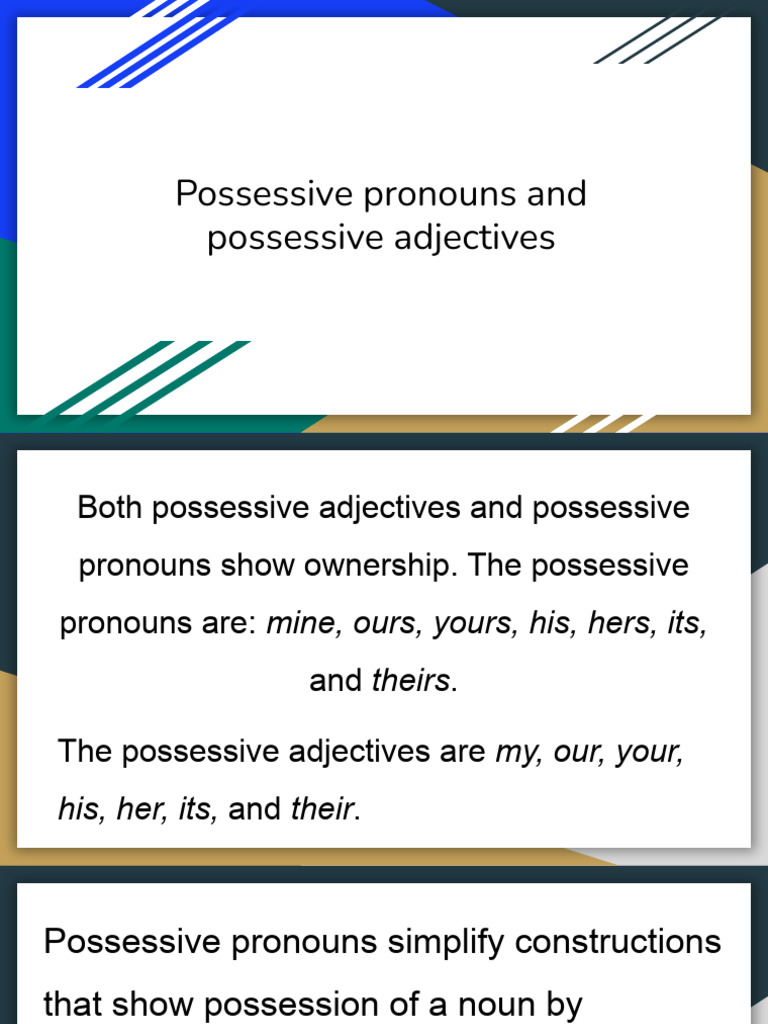 Possessive Pronouns and Adjectives | PDF