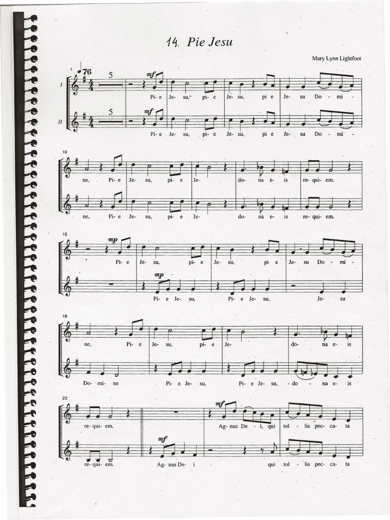 PiÃ© Jesu - Choir Score - Mary Lynn Lightfoot | PDF