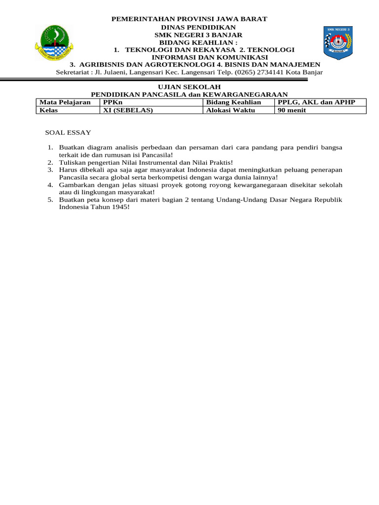 SOAL PAS PPKN KELAS XI 2024 | PDF