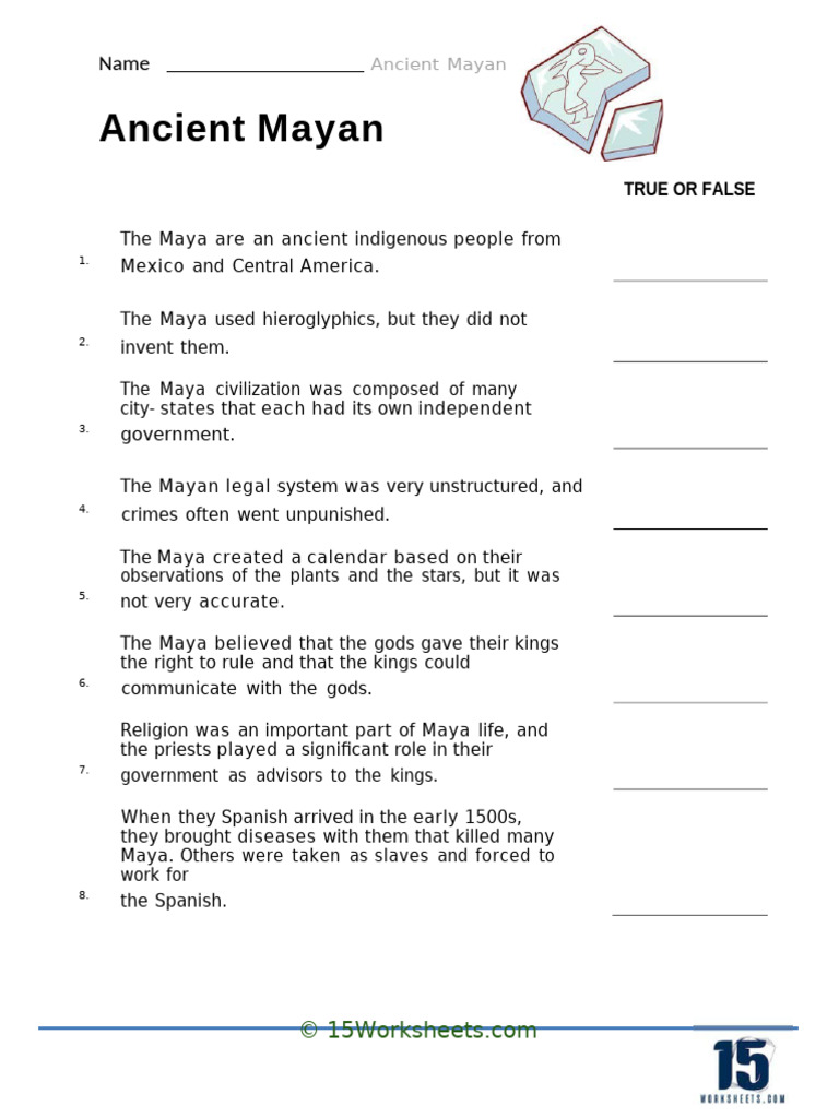 Mayan Civilization: True or False Quiz | PDF
