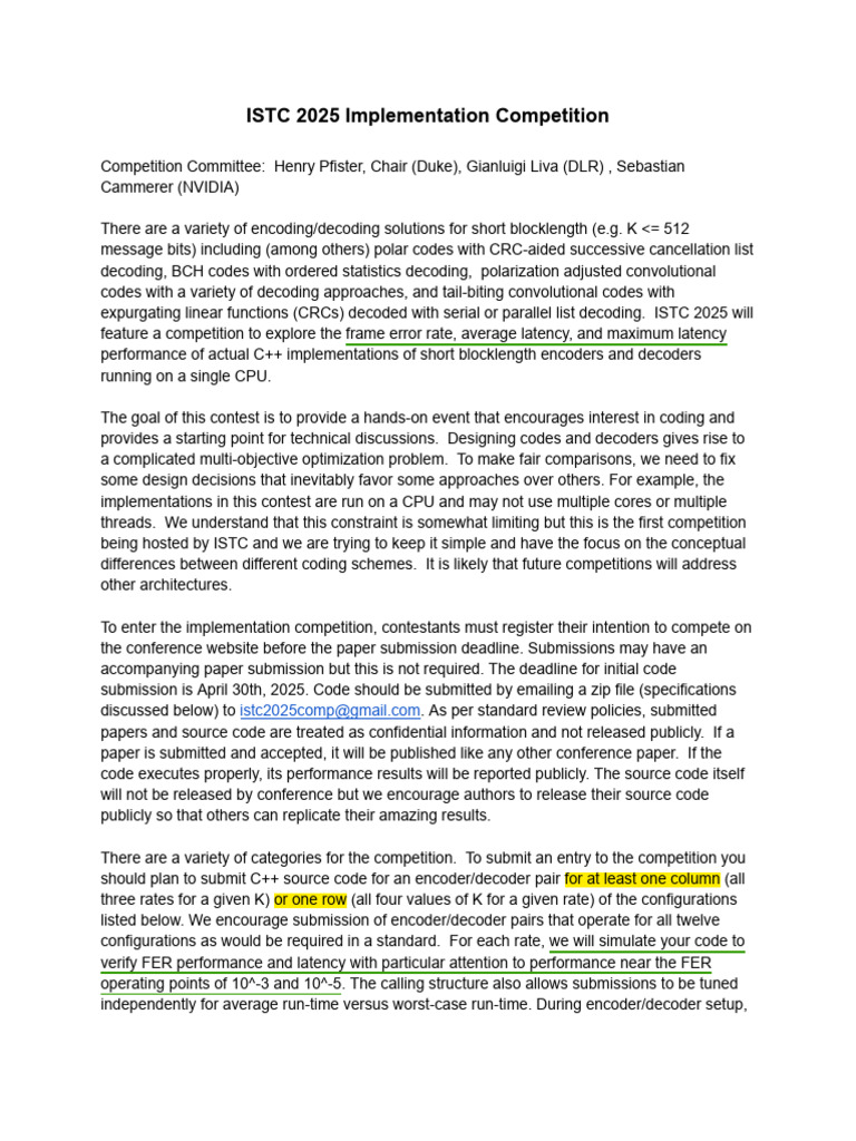 ISTC 2025 Coding Competition Details | PDF