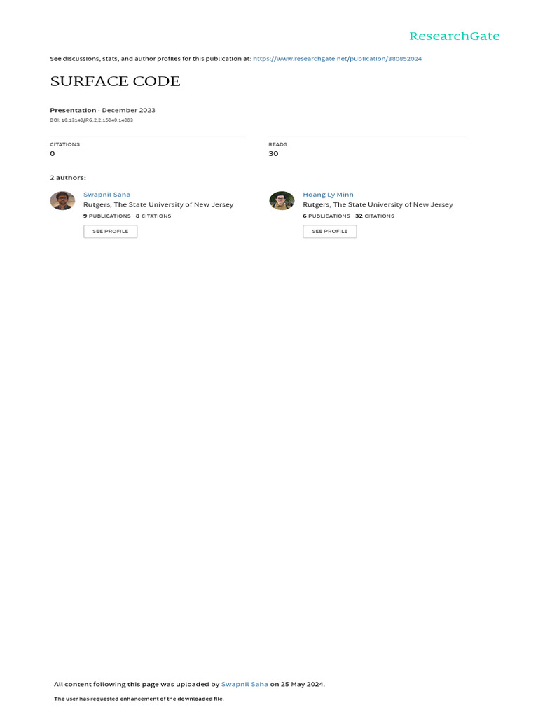 SurfaceCode Hoang Swapnil | PDF | Algorithms | Discrete Mathematics