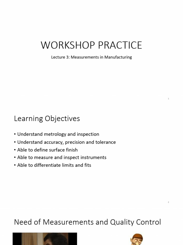 Lecture 3 Measurements in Manufacturing | PDF | Engineering Tolerance ...