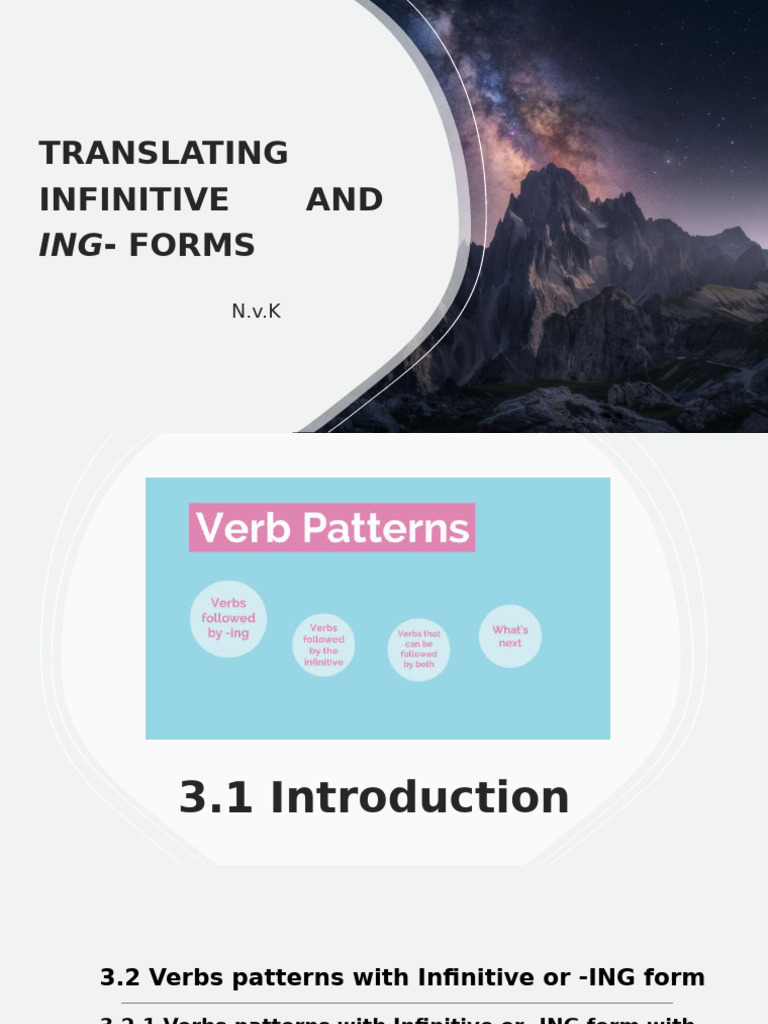 Chapter 3_Infinitive and Ing- Forms | PDF | Vocabulary | Grammatical ...