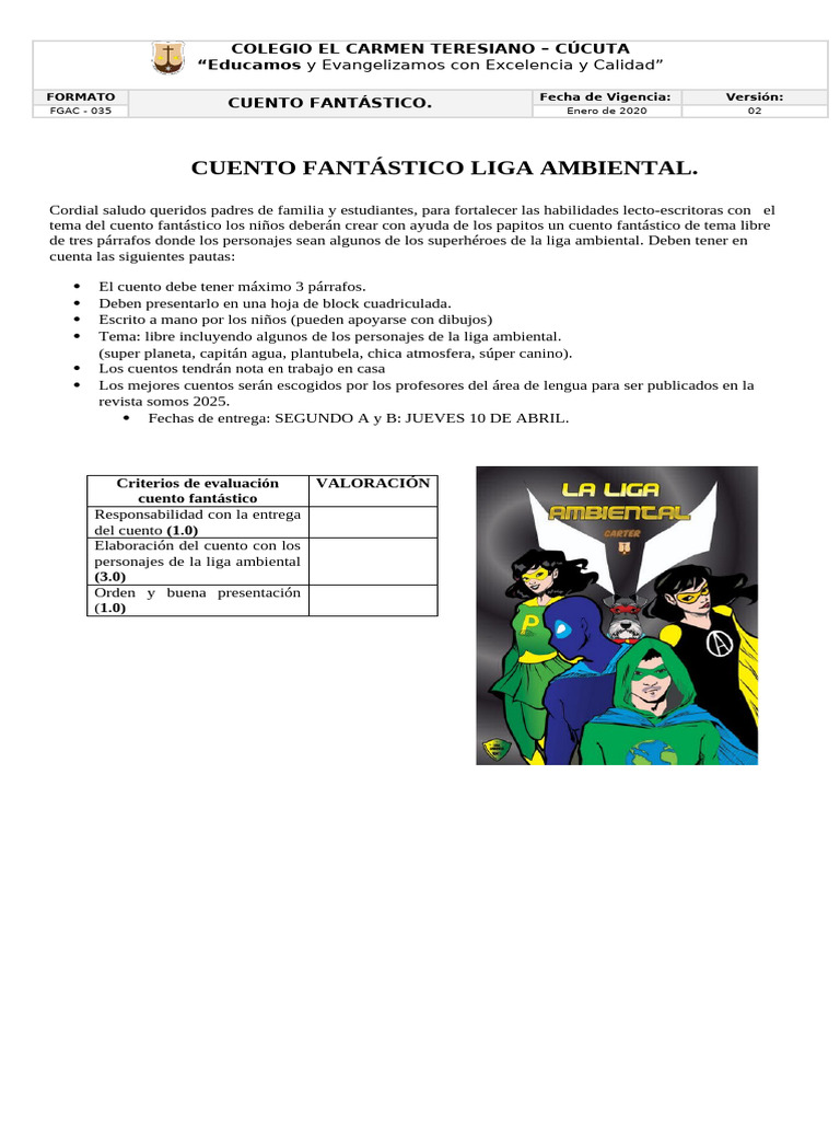 2° Escritura de Cuento Fantástico 2025 | PDF