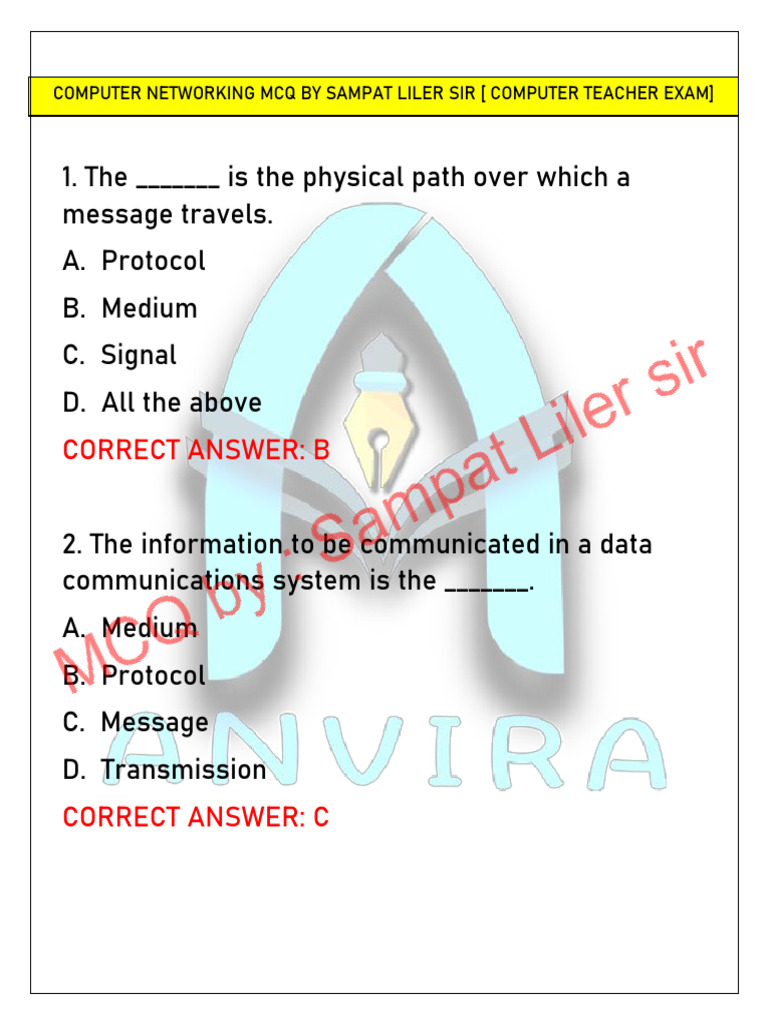 Networking Mcq by Sampat Sir | PDF | Osi Model | Computer Network