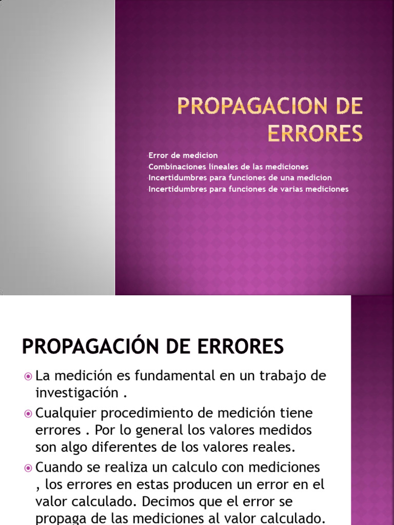 CLASE 2 Propagacion de Errores | PDF | Medición | Exactitud y precisión