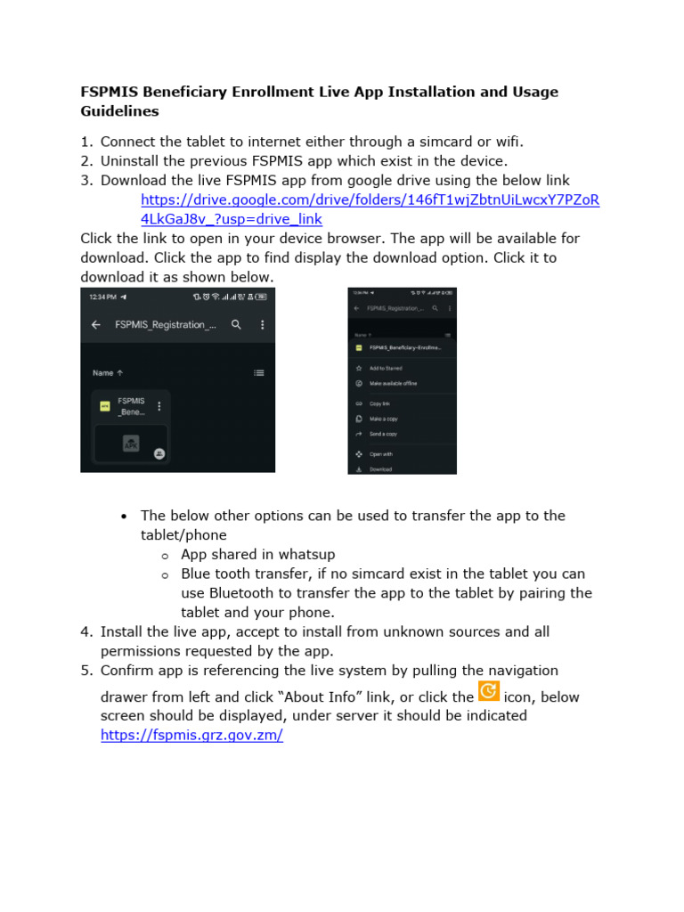 FSPMIS App Installation Guide | PDF | Mobile App | Bluetooth