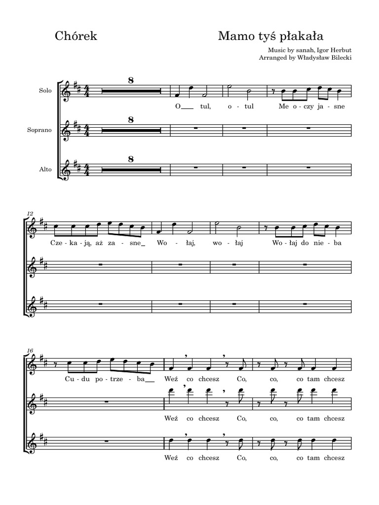 Chorek - Mamo Tys Plakala - Sanah, Igor Herbut | PDF