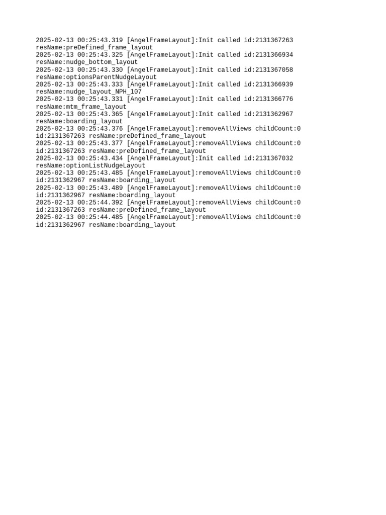 AngelFrameLayout Initialization Logs | PDF