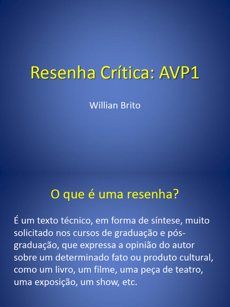 2016929_182617_Resenha+Cr%c3%adtica | PDF | Livros | Crítica