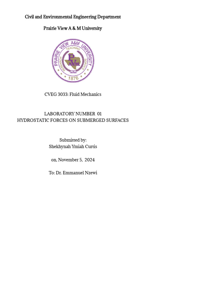 Fluids Lab 1 For Turn in | PDF | Force | Mechanics