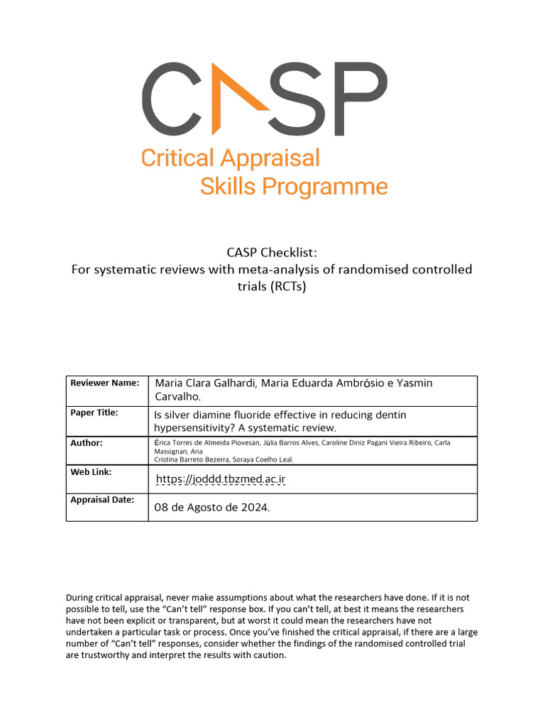 Systematic Reviews Meta Analysis RCT Checklist 2024 1 | PDF | Systematic Review | Randomized ...