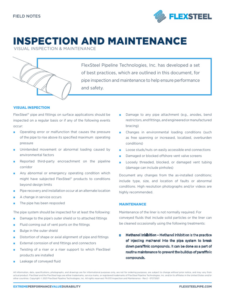 FN 013 Inspection & Maintenance Field Note R002 | PDF | Pipe (Fluid ...