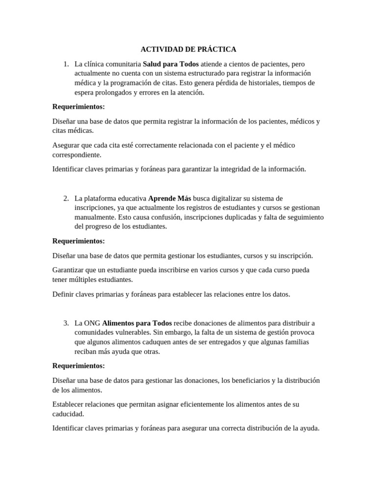 Practica Introduccion A SQL | PDF | Bases de datos