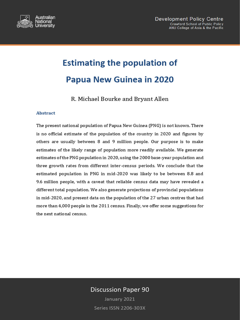 Papua New Guinea Population Estimate 2020 | PDF | Census | Papua New Guinea