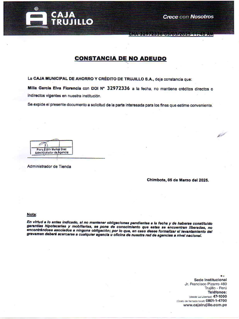 Carta de No Adeudo | PDF