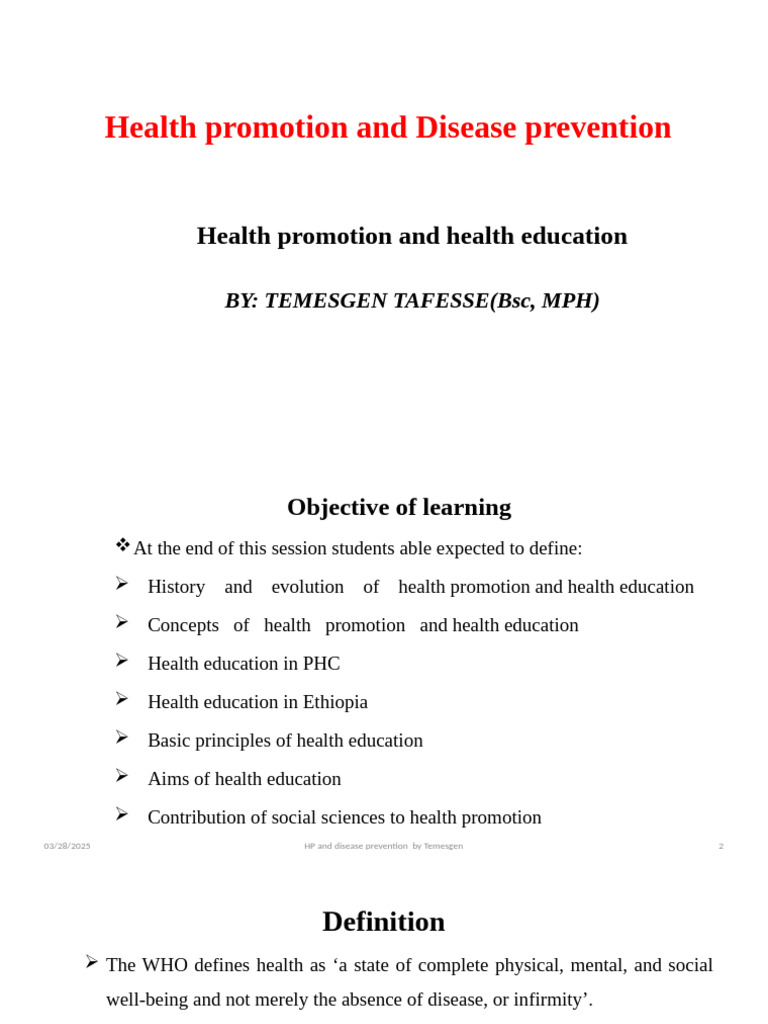Health Promotion and Education Overview | PDF | Health Promotion ...
