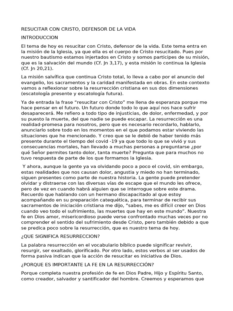 Resucitar Con Cristo Teologia | PDF | La resurrección de Jesús ...