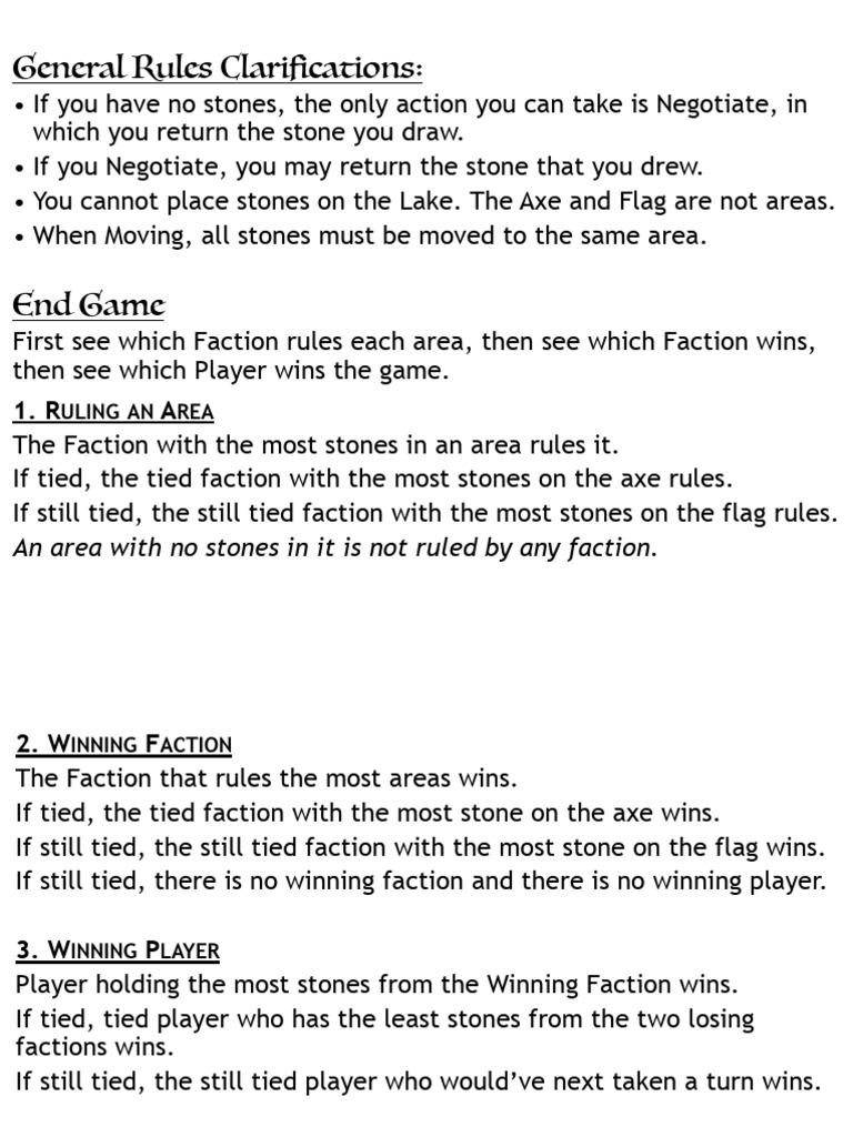 Game Rules for Faction Stone Strategy | PDF