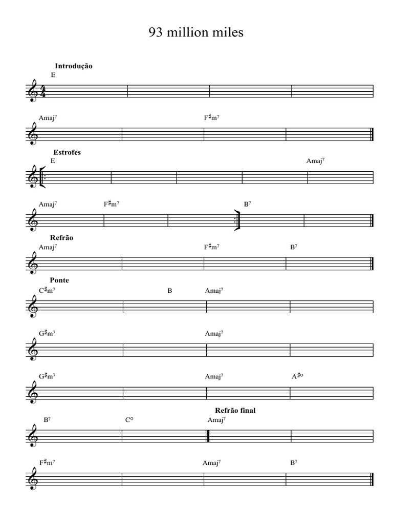 93 Million Miles - Partitura Completa | PDF