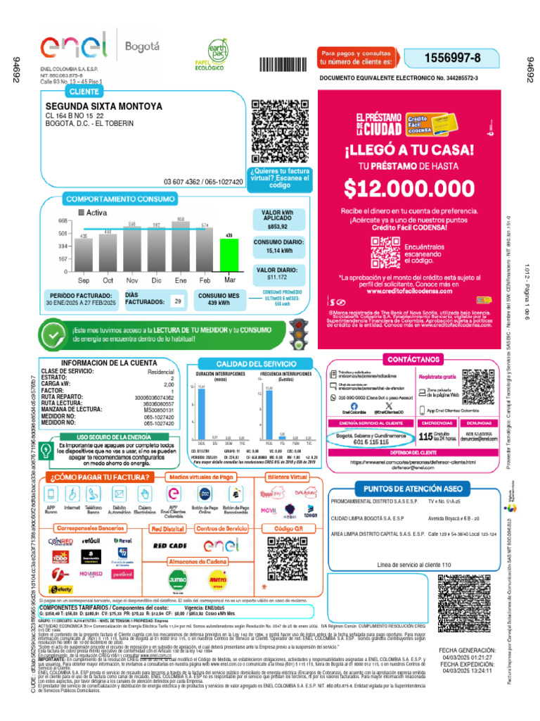 Pago de Factura Codensa Vencida | PDF | Crédito | Finanzas y dinero