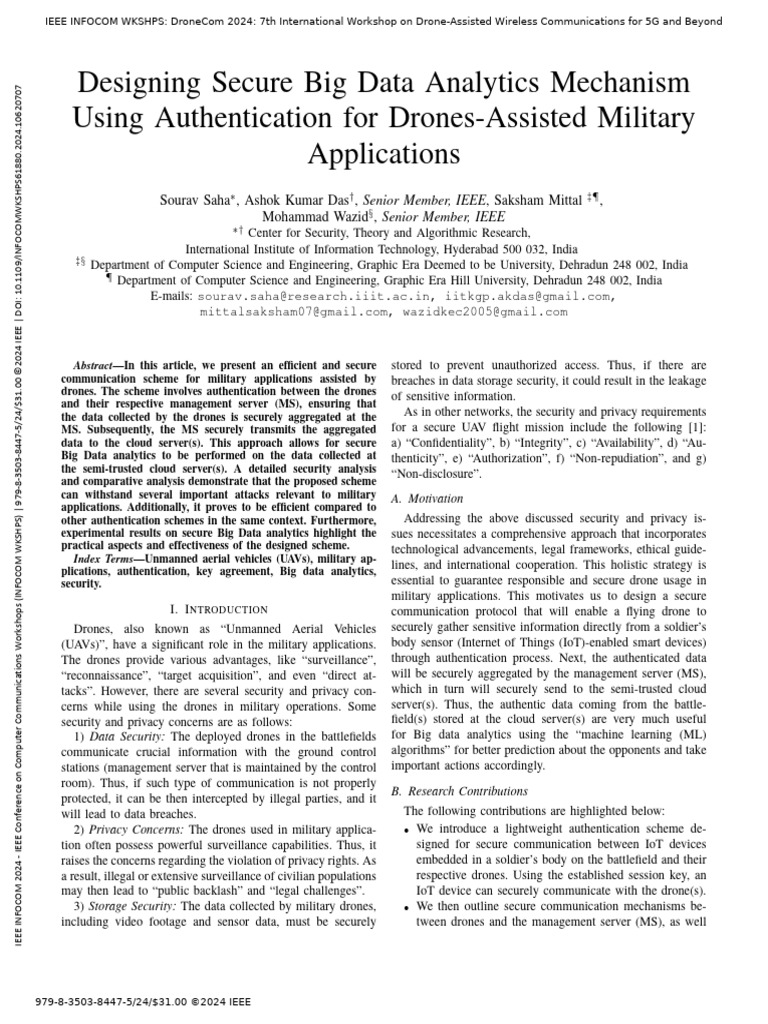 Secure Big Data Analytics for Military Drones | PDF | Internet Of ...