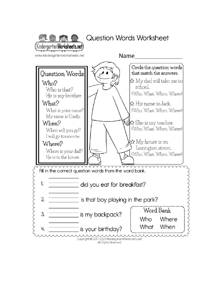 Question Words Worksheet | PDF