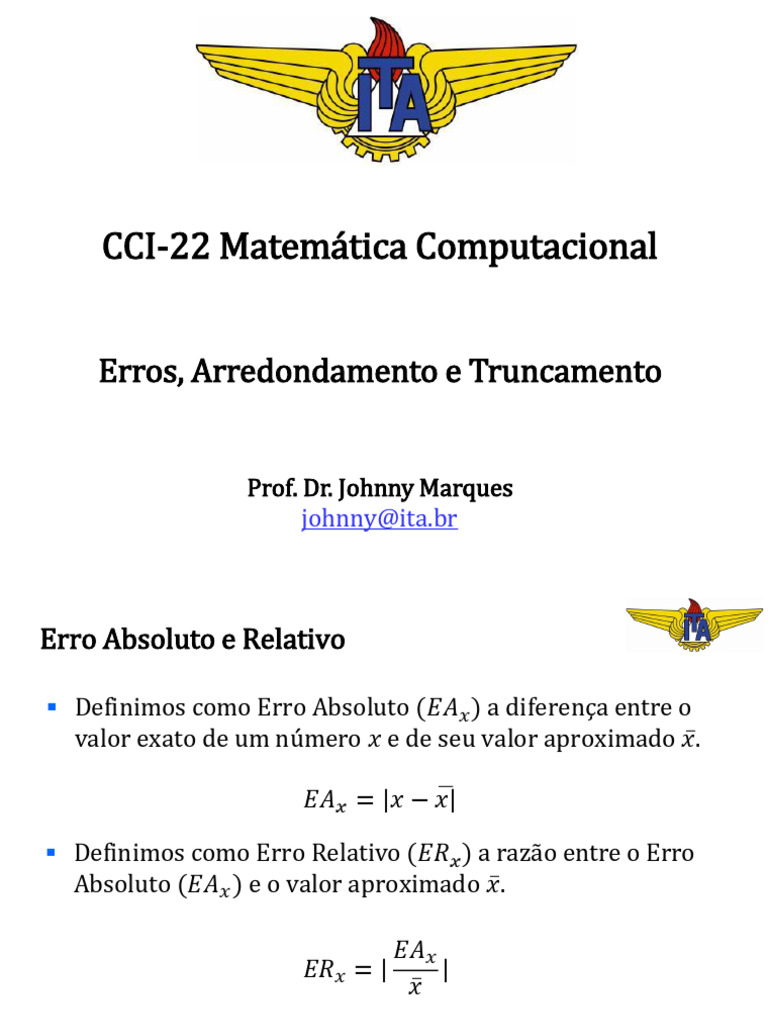 Capítulo 2 - Erros, Arredondamento e Truncamento | PDF | Matemática ...