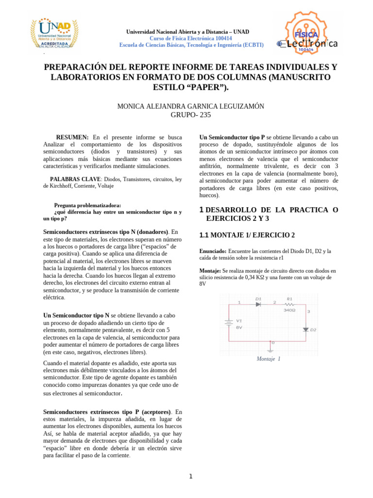 Solucion Ejercicios 2 - Alejandra Garnica | PDF | Semiconductores | Dopaje (semiconductor)