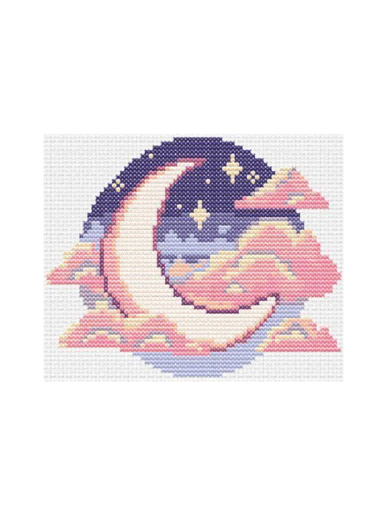 Pink Moon Cross Stitch Pattern | PDF