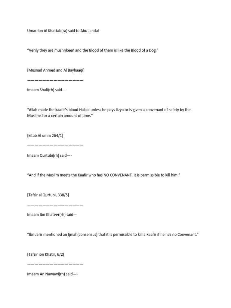 Killing Kuffar Without Covenant | PDF